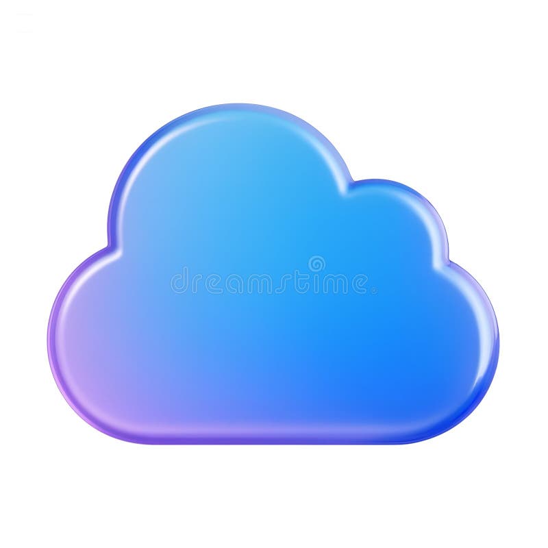 Cloud Icon 3D Render Glossy Blue and Purple Gradient Color, Cloud Data ...