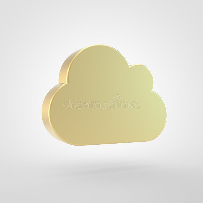 Golden Cloud Icon Isolated on White Background. Stock Illustration ...