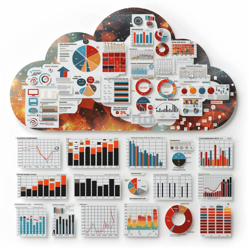 Cloud Icon with Data Symbols. Modern Data Storage Solution Stock ...