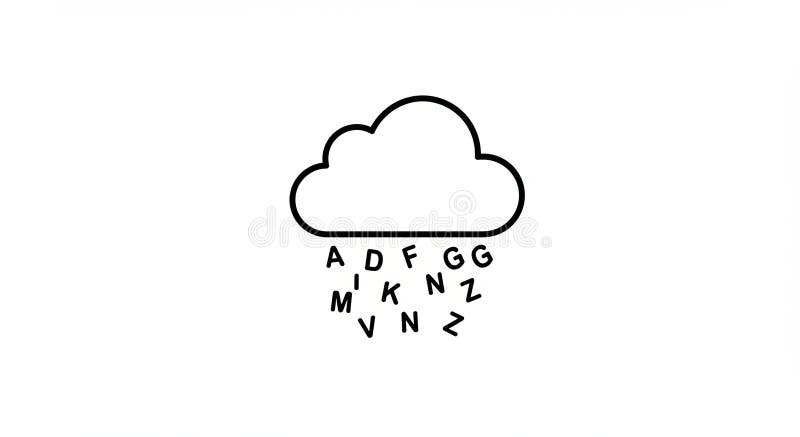 Cloud Icon with Falling Letters: Minimalist Design and Symbolism Stock ...
