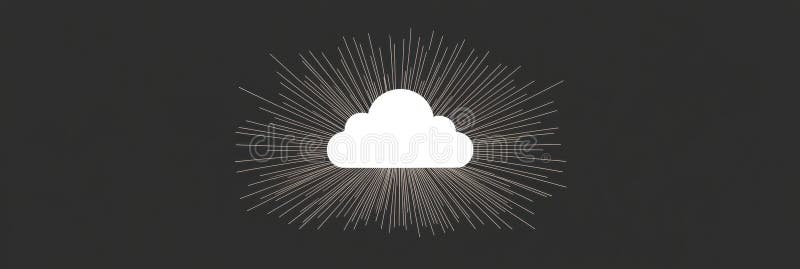 The Cloud Icon Features Radiating Lines, Set Against a Dark Backdrop ...