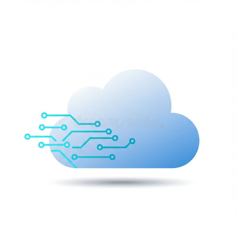 Cloud Icon in Gradient Blue with Digital Circuits Extending from Its ...