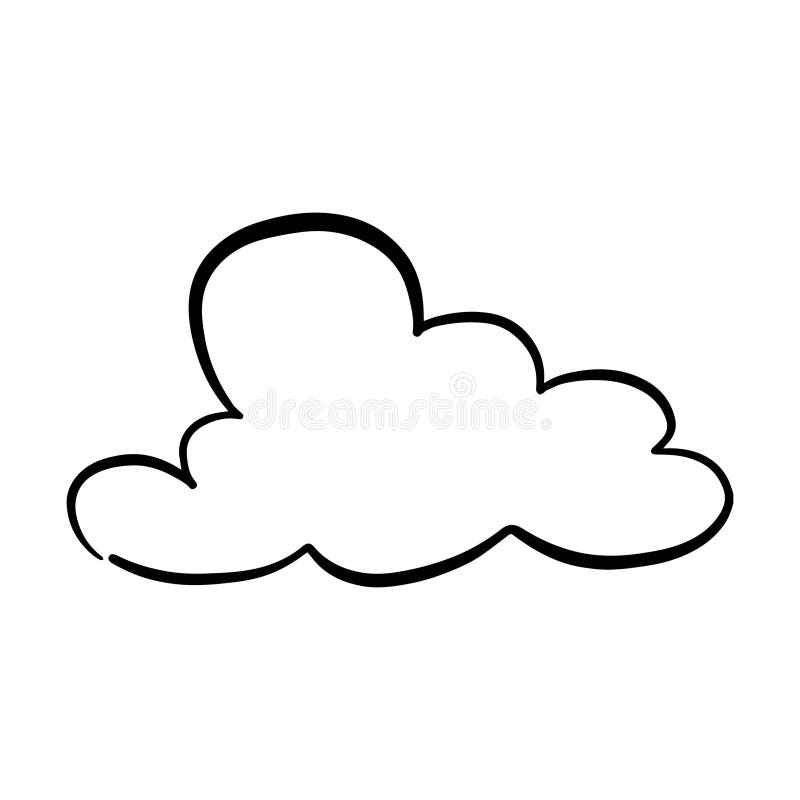 Cloud Icon, Hand-drawn Outline Sketch Simple Doodle Outline Drawing Art ...