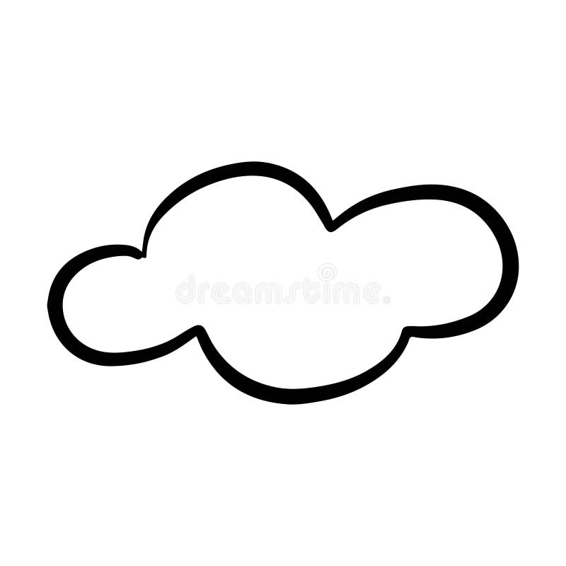 Cloud Icon, Hand-drawn Outline Sketch Simple Doodle Outline Drawing Art ...