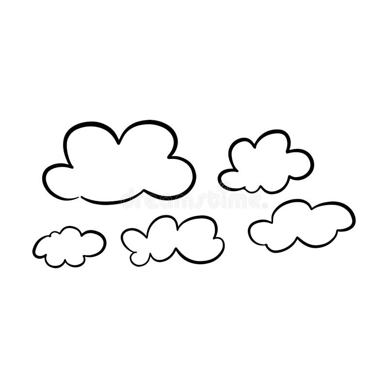 Cloud Icon, Hand-drawn Outline Sketch Simple Doodle Outline Drawing Art ...