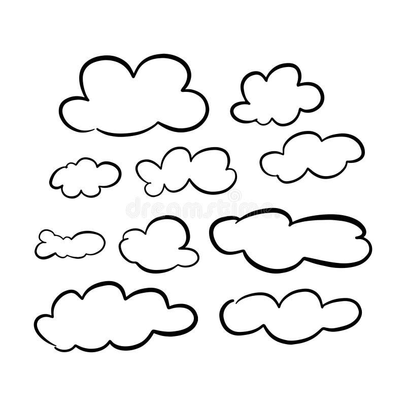 Cloud Icon, Hand-drawn Outline Sketch Simple Doodle Outline Drawing Art ...