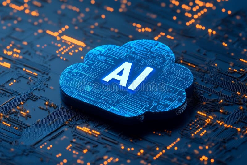 Cloud Icon Integrated with a AI. Stock Photo - Image of technology ...