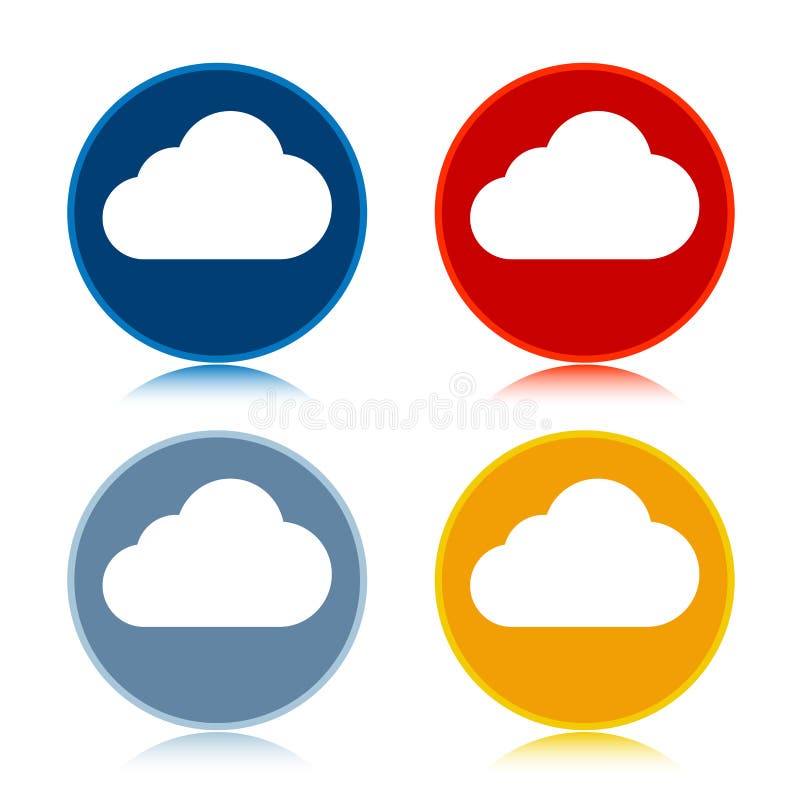 Cloud Icon Trendy Flat Round Buttons Set Illustration Design Stock ...