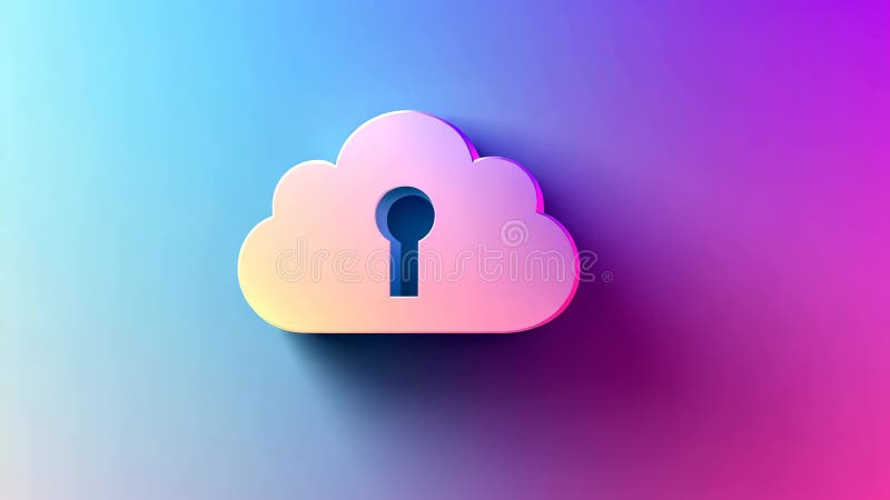 Cloud Icon with Keyhole, Digital Security Concept in Gradient Colors ...