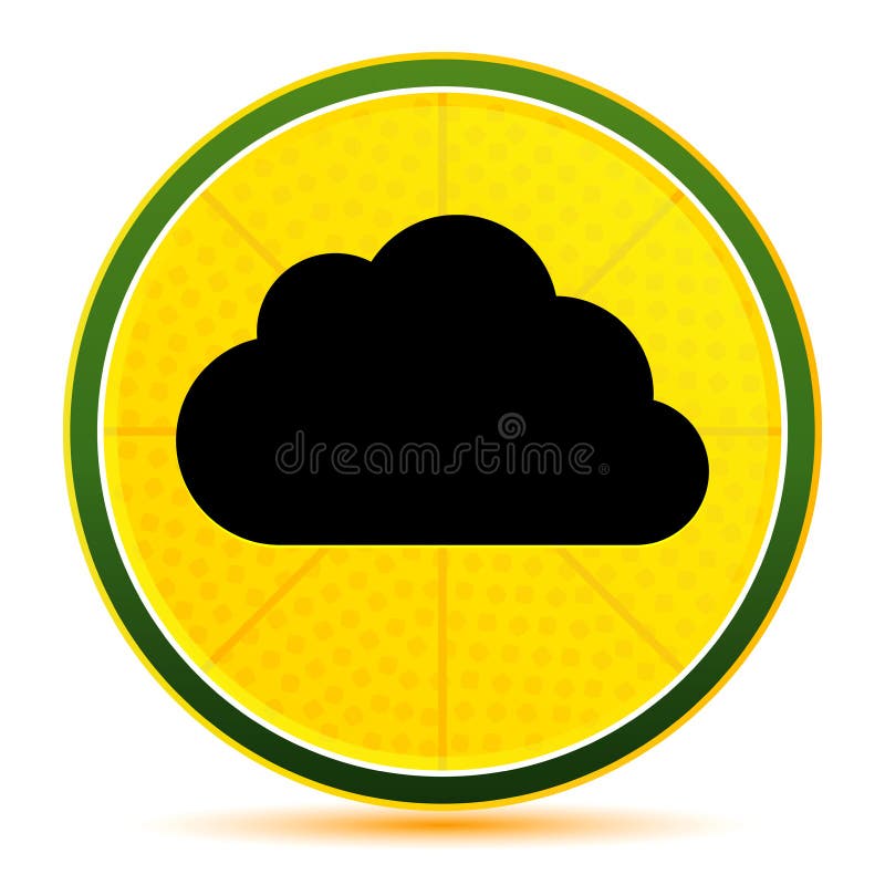 Cloud Icon Lemon Lime Yellow Round Button Illustration Stock ...