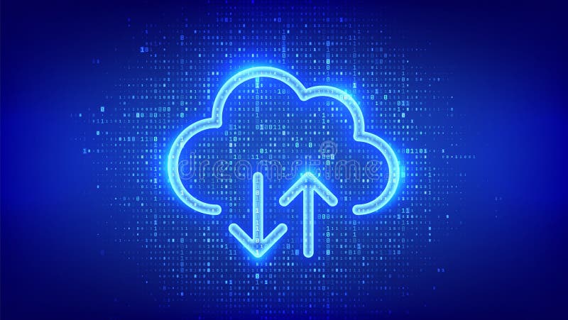 Cloud Icon Made with Binary Code. Cloud Computing Service. Database Storage Data Center ...