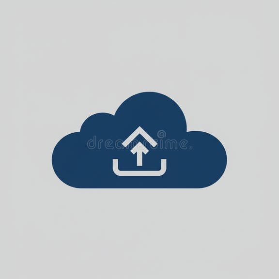 Cloud Icon in Navy Blue Featuring an Upward Arrow within a Square Tray ...