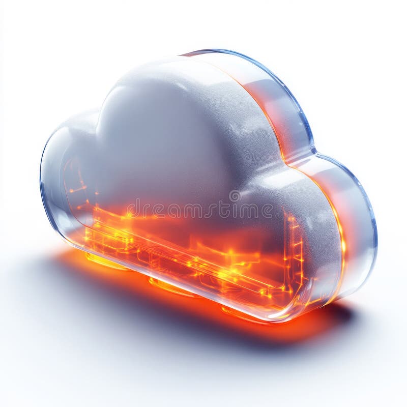 Cloud Icon with Neon Orange Border. Stock Illustration - Illustration ...