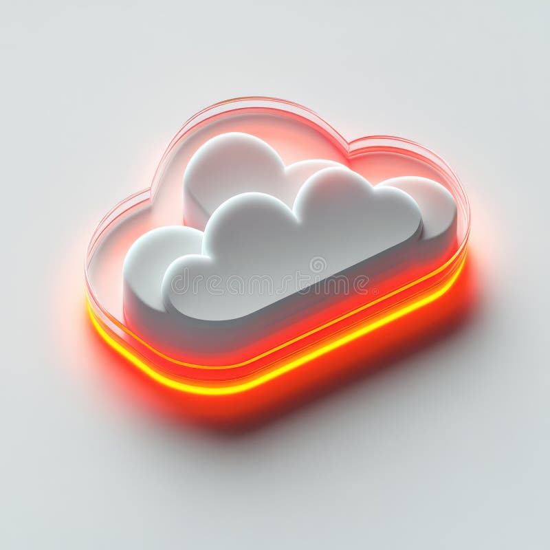 Cloud Icon with Orange Neon Outline. Stock Illustration - Illustration ...