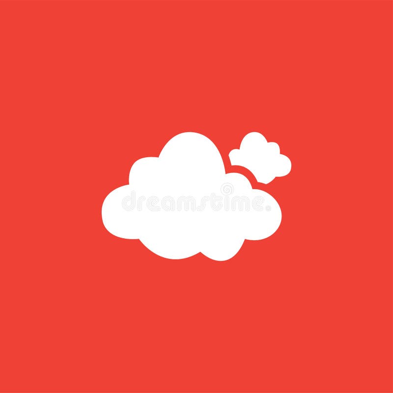 Cloud Icon on Red Background. Red Flat Style Vector Illustration Stock ...