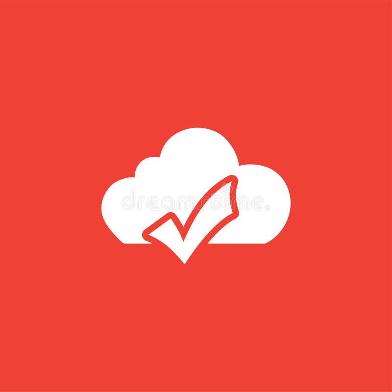 Cloud Icon on Red Background. Red Flat Style Vector Illustration Stock ...