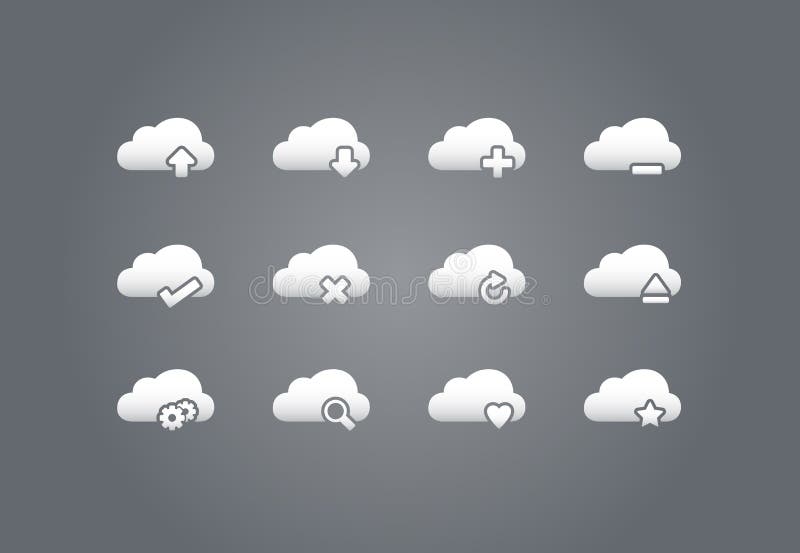 Cloud Icon Set stock vector. Illustration of network - 196968922