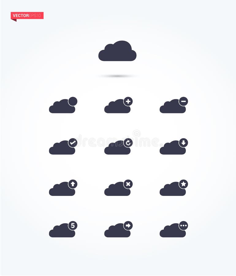 Cloud Icon Set stock vector. Illustration of technology - 198484768