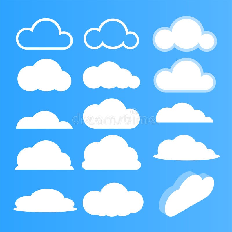 Cloud Icon. Cloud Computing Technology Line Icons Set Stock Vector ...