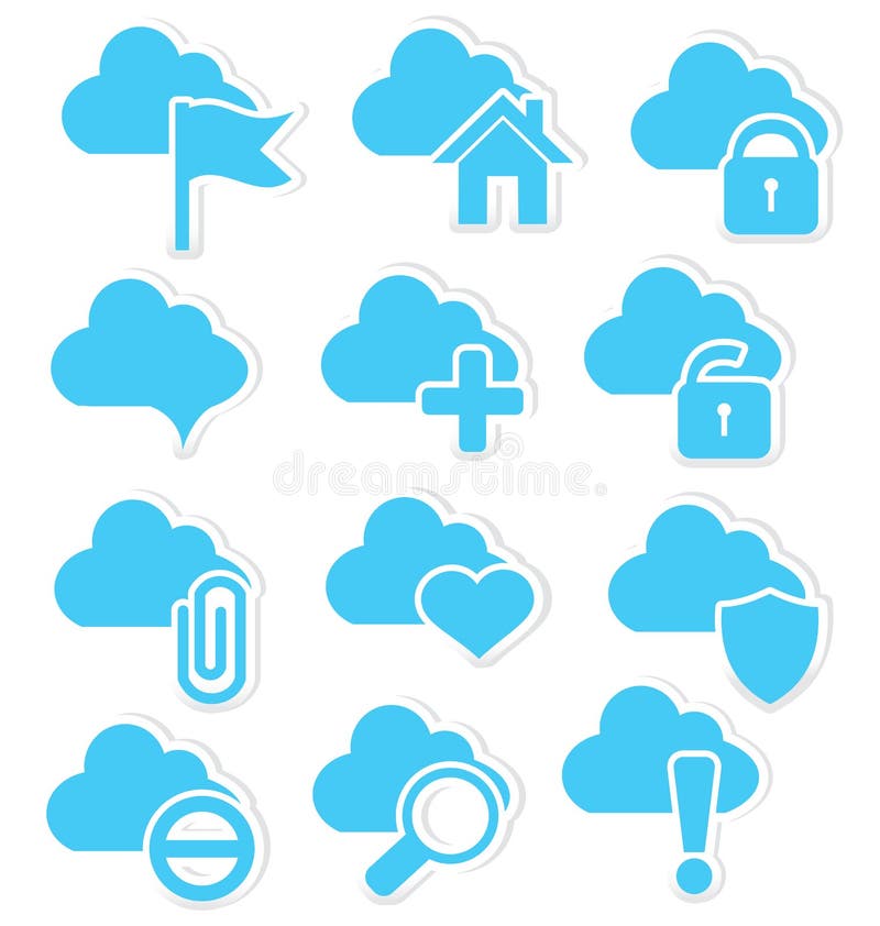 Cloud icon set internet stock vector. Illustration of symbol - 35521496