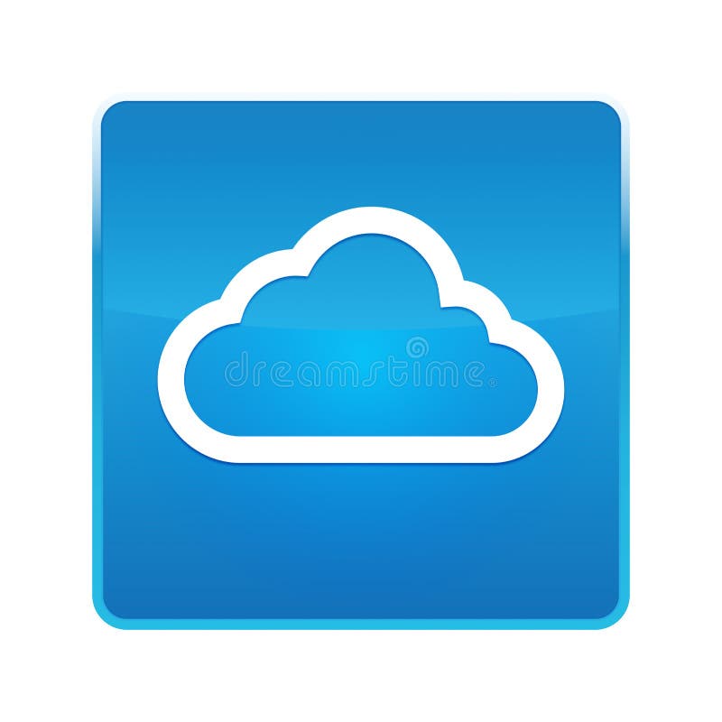 Cloud Icon Shiny Blue Square Button Stock Illustration - Illustration ...