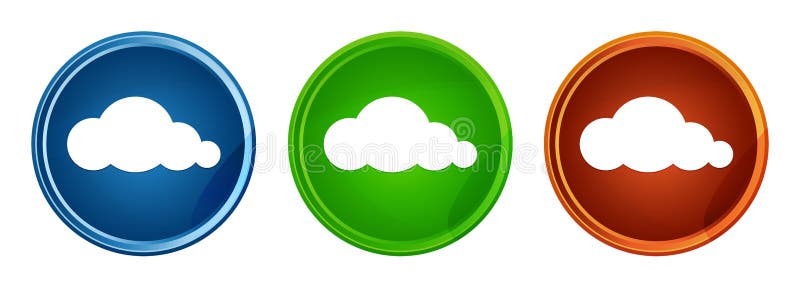 Cloud Icon Stylish Round Button Set Glass Design Stock Vector ...