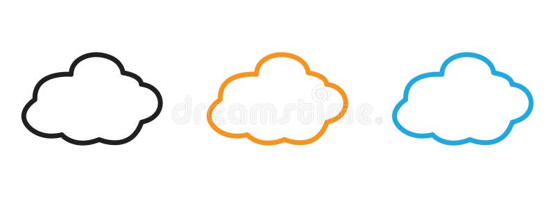 Cloud Icon Thin Line Illustration Set Stock Vector - Illustration of ...