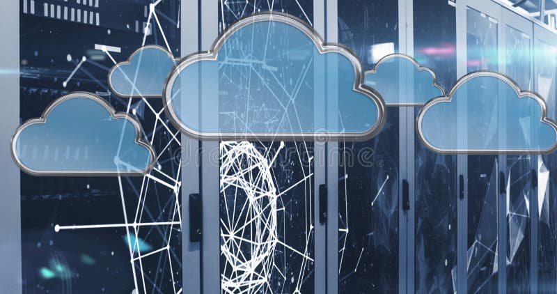 Cloud Icons Against Multiple Servers Stock Illustration - Illustration ...