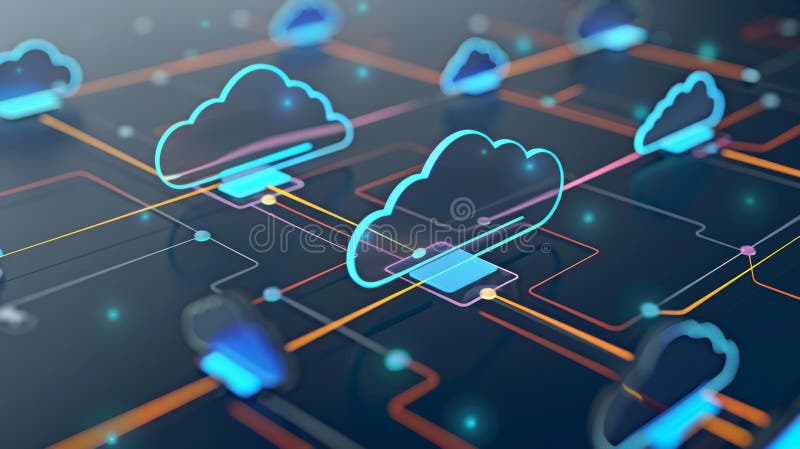 Cloud Icons Connecting To Data Centers AI and Cloud Computing Stock ...
