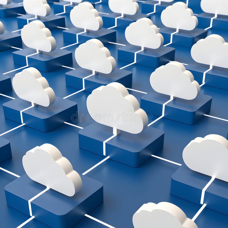 Cloud Icons Interconnected by White Lines, Symbolizing Digital Network ...