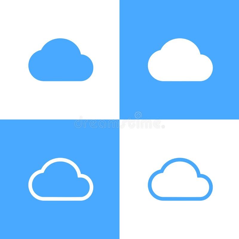 Cloud Icons Set. Blue and White. Cloud Storage Vector. Stock Vector ...