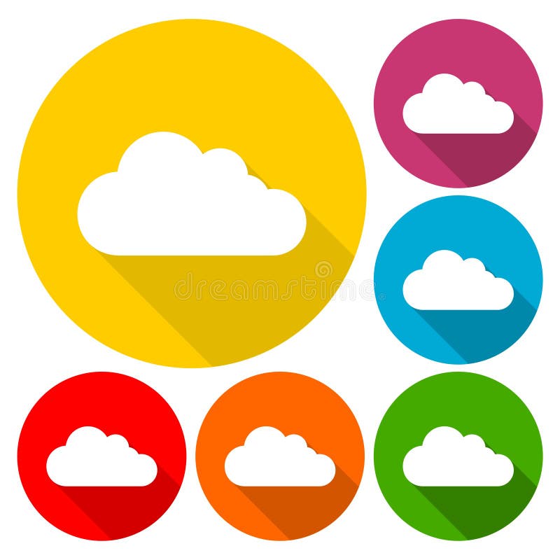 Cloud Icons Set with Long Shadow Stock Vector - Illustration of nature ...
