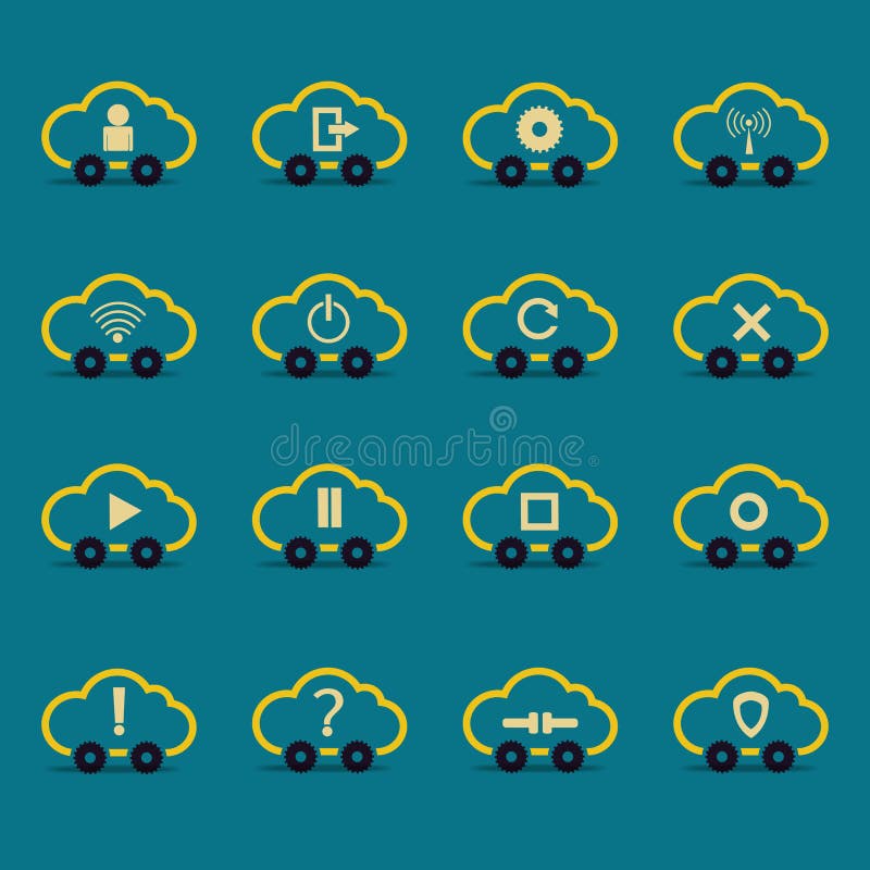 Cloud icons set stock vector. Illustration of technology - 33365831