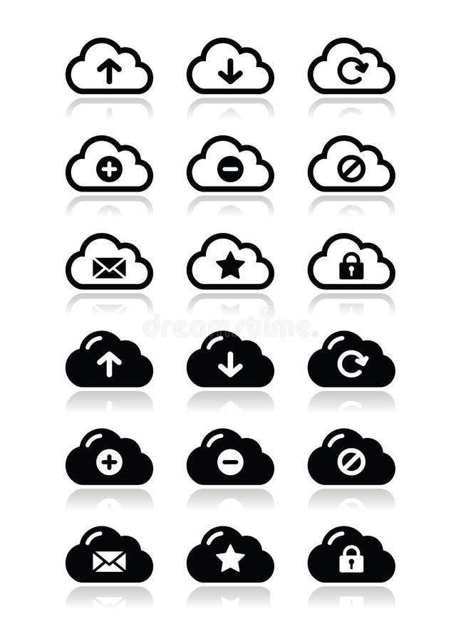 Cloud icons set for web stock illustration. Illustration of datacenter ...