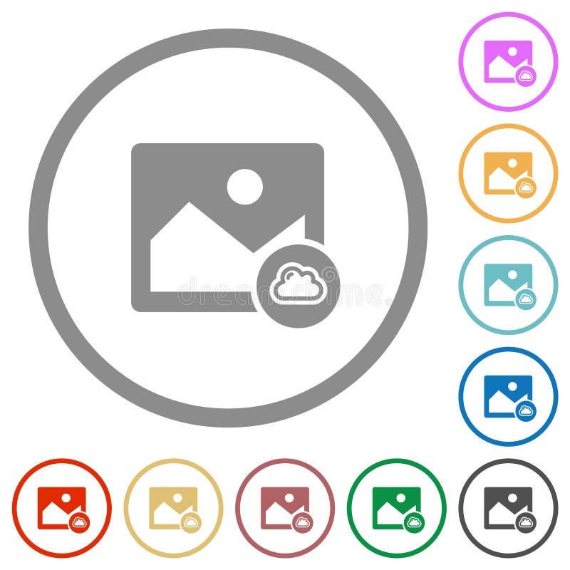 Cloud Image Flat Icons with Outlines Stock Vector - Illustration of ...