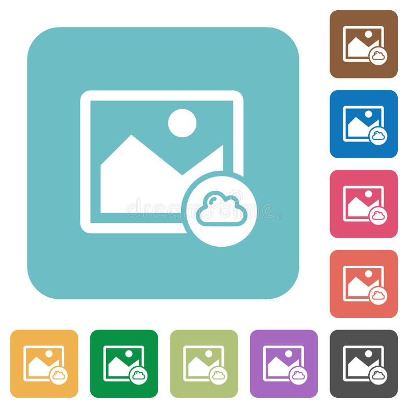 Cloud Image Rounded Square Flat Icons Stock Vector - Illustration of ...