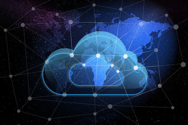 Cloud Image and World Map. Modern Technology Stock Illustration ...