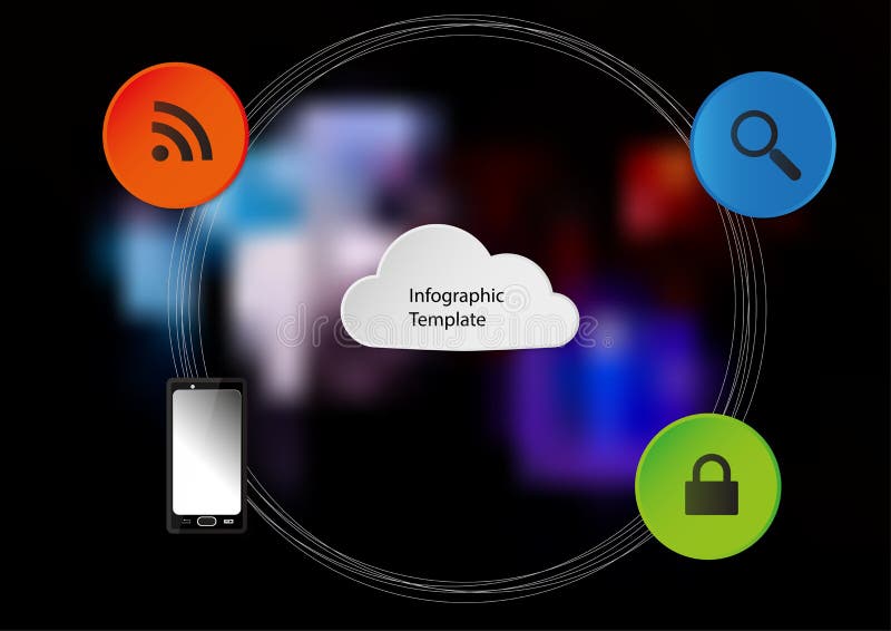 Cloud Infographic Template with Object Connected To Few Items Stock ...