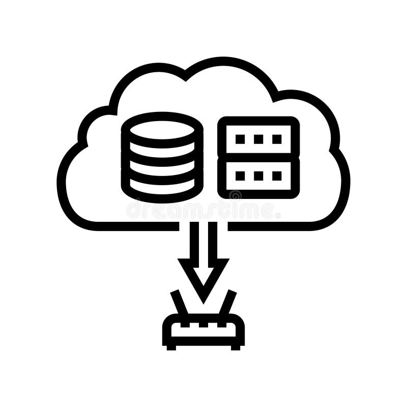 Cloud Infrastructure Data Center Line Icon Vector Illustration Stock ...
