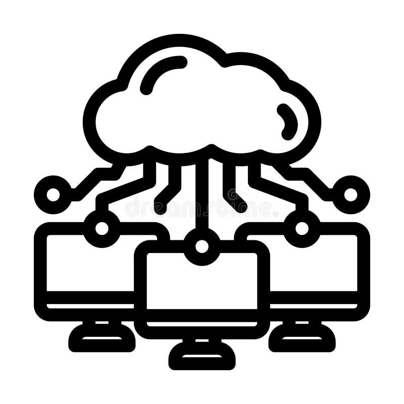 Cloud Infrastructure Data Center Line Icon Vector Illustration Stock ...