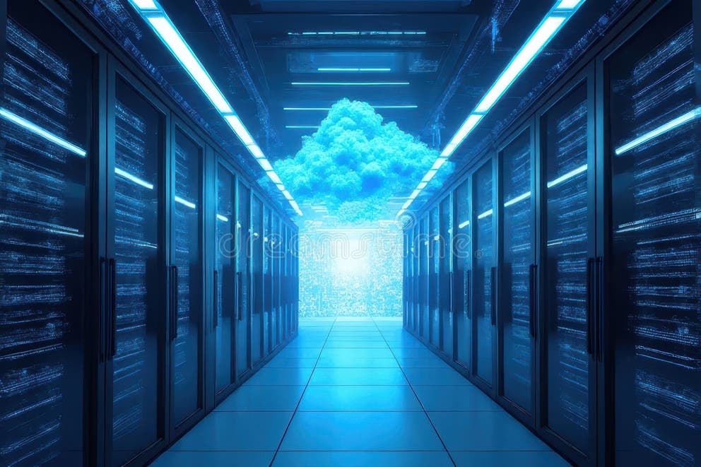 Cloud Innovation and Data Center Design Stock Illustration ...