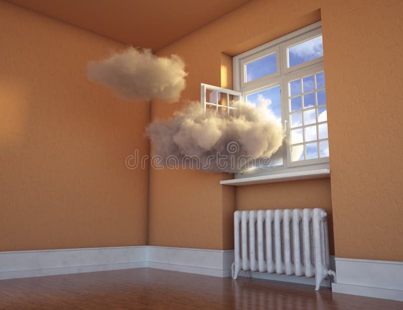 Cloud Inside a Room Gets Out through Window Stock Illustration ...