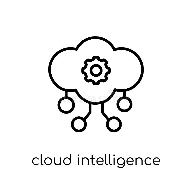 Cloud Intelligence Icon. Trendy Modern Flat Linear Vector Cloud Stock ...