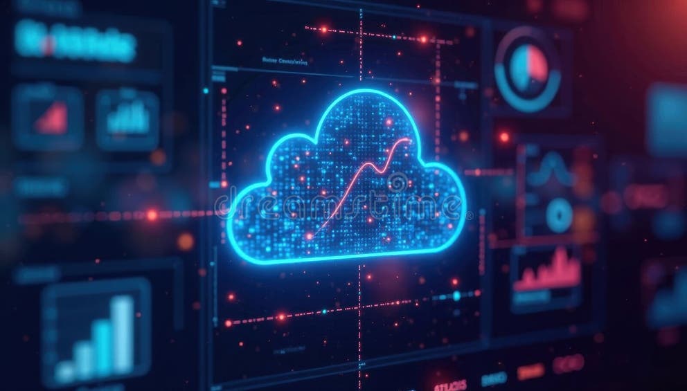 Cloud Interface Displays Data Charts Server Tech , it, Machine Learning ...