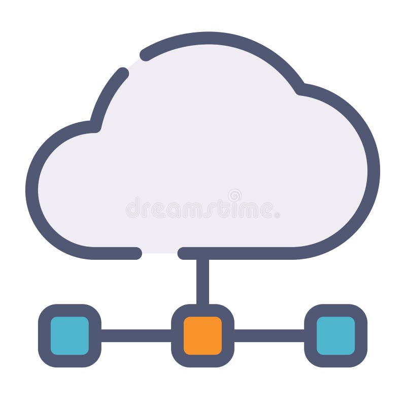 Cloud Internet Connection Network Single Isolated Icon with Flat Dash ...