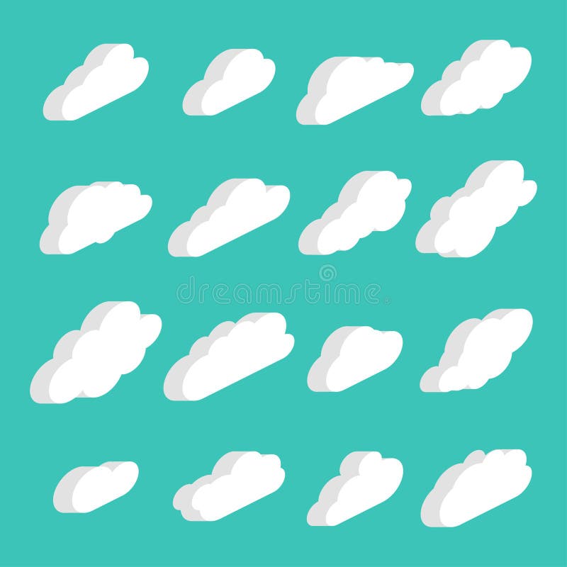 Cloud Isometric Icon. Sky Clouds Set. Cloud Set Stock Vector ...