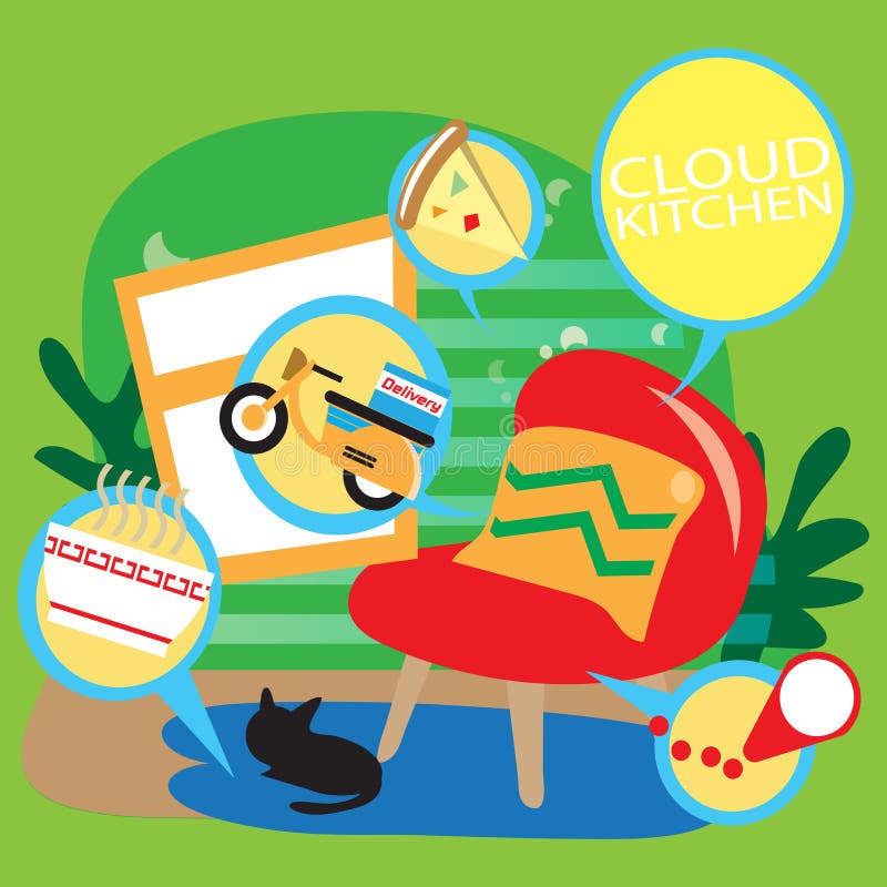 Cloud Kitchen App for Delivery Food Vector Image Technology Content ...