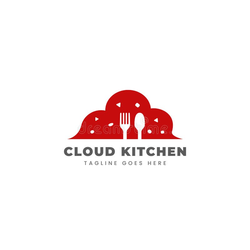 Cloud Kitchen Logo, Modern Digital Online Ghost Kitchen Logo with Cloud ...