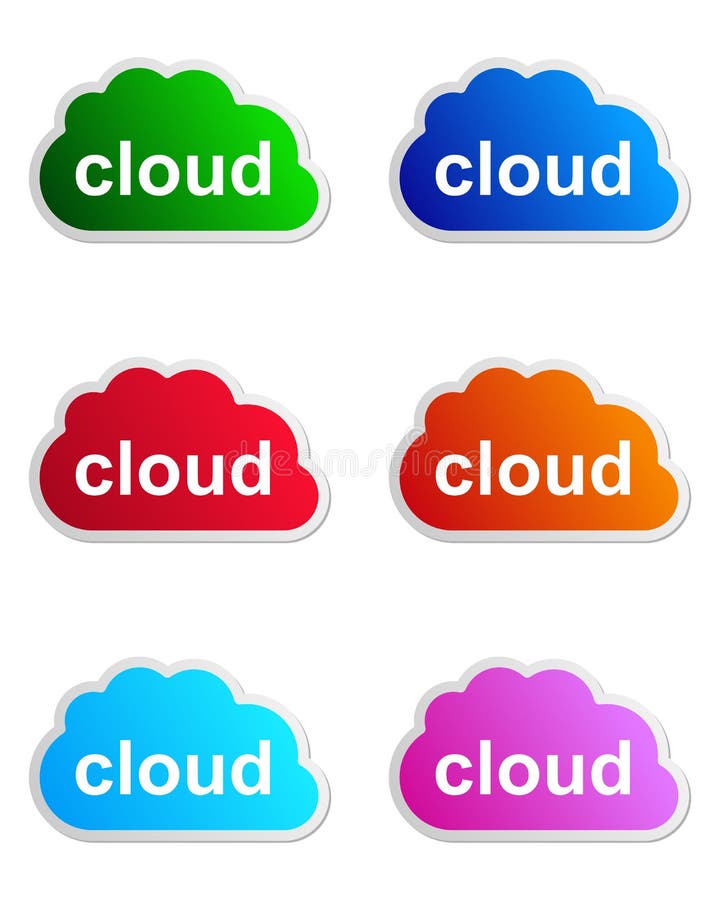 Cloud Label on Abstract Background in Blue Tones Stock Illustration ...