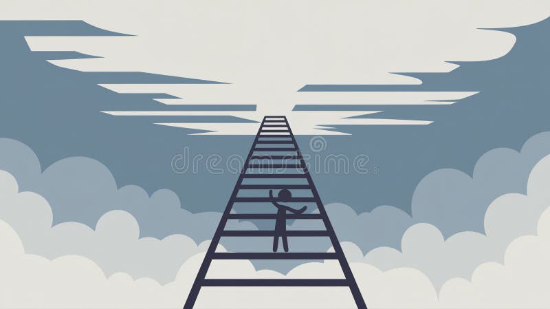 Cloud and Ladder - Achieving Dreams Concept Stock Illustration ...